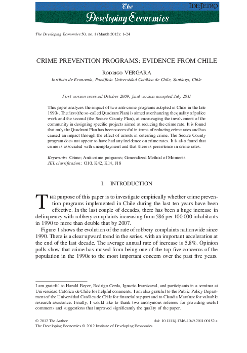 (PDF) Crime Prevention Programs: Evidence from Chile