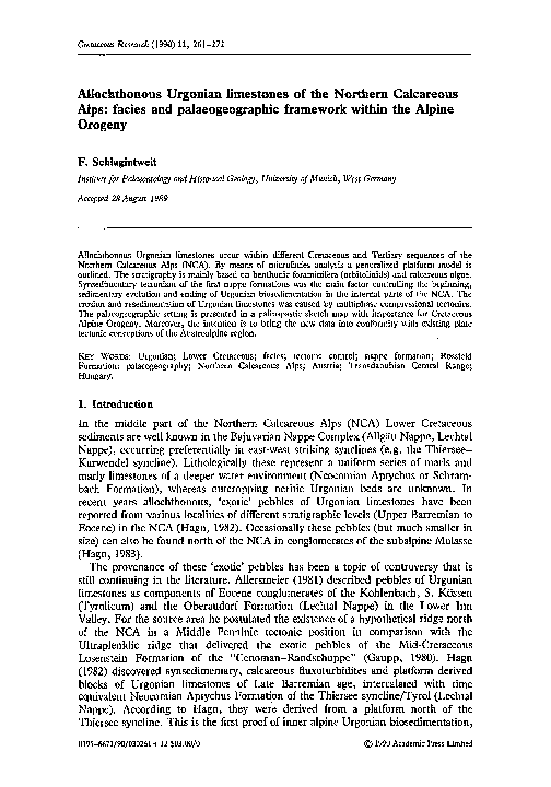 (PDF) Allochthonous Urgonian limestones of the Northern Calcareous Alps ...