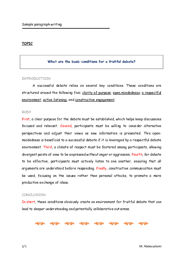 (PDF) Sample paragraph writing_debate
