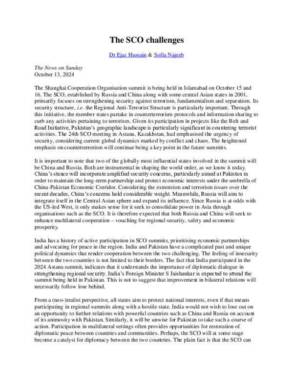 (PDF) The SCO challenges