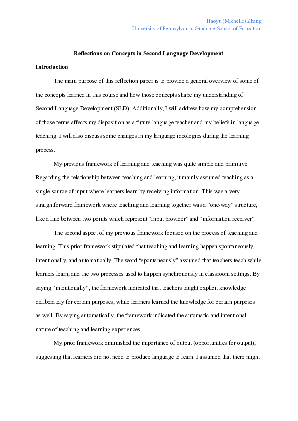 (PDF) Reflections on Concepts in Second Language Development