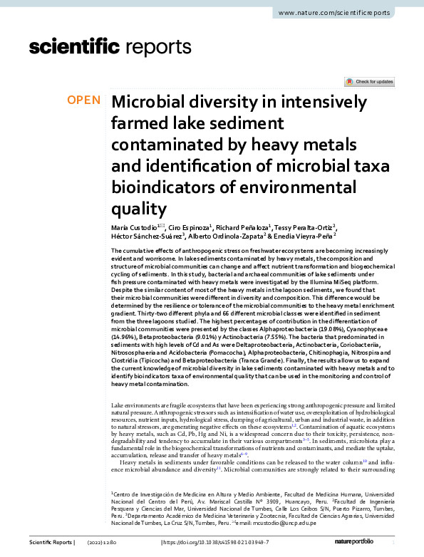 (PDF) Microbial Communities in Heavy Metal-Contaminated Sediment
