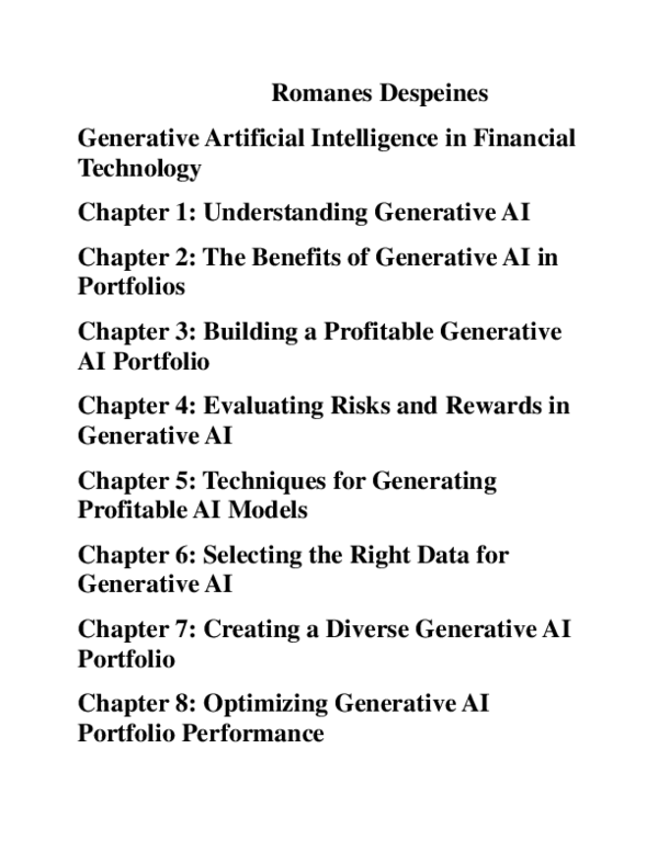 (PDF) Generative Artificial Intelligence in Financial Technology: A ...