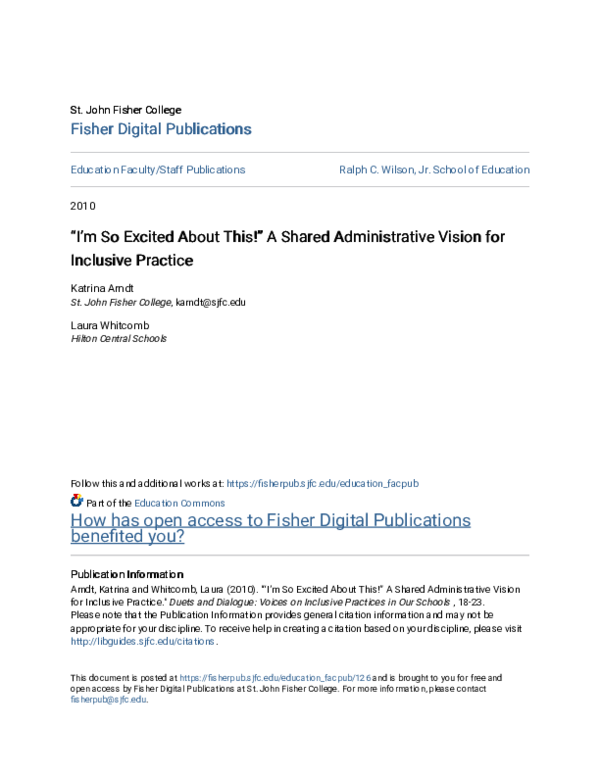 (PDF) “I’m So Excited About This!” A Shared Administrative Vision for ...