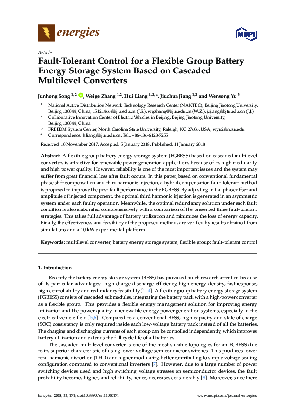 (PDF) Fault-Tolerant Control for a Flexible Group Battery Energy ...