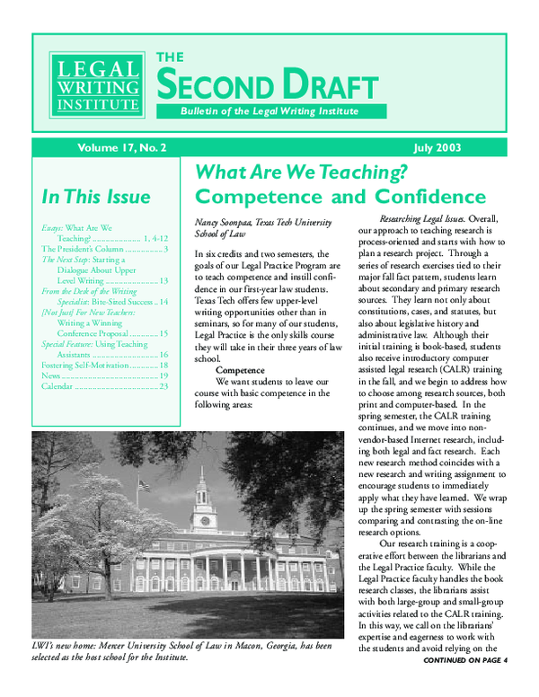 (PDF) The Second Draft: Bulletin of the Legal Writing Institute