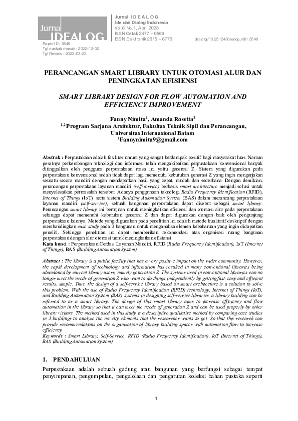 (PDF) Smart Library Design for Flowautomationandefficiency Improvement