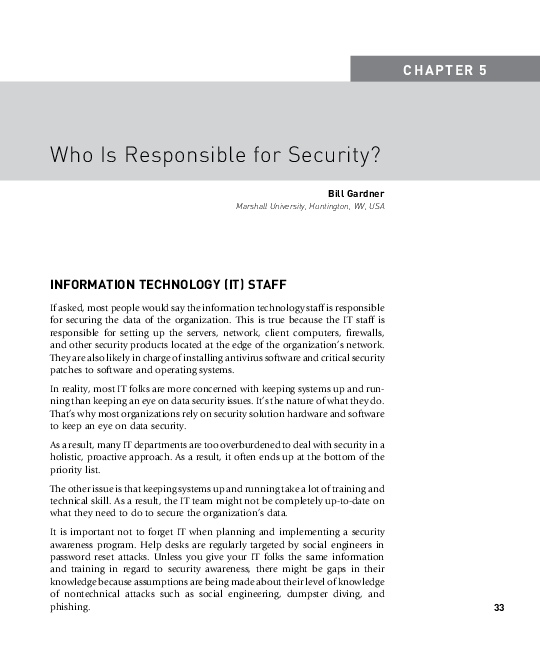 (PDF) Who Is Responsible for Security?