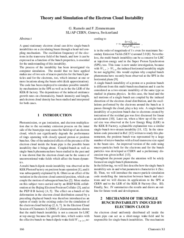 (PDF) Theory and Simulation of the Electron Cloud Instability