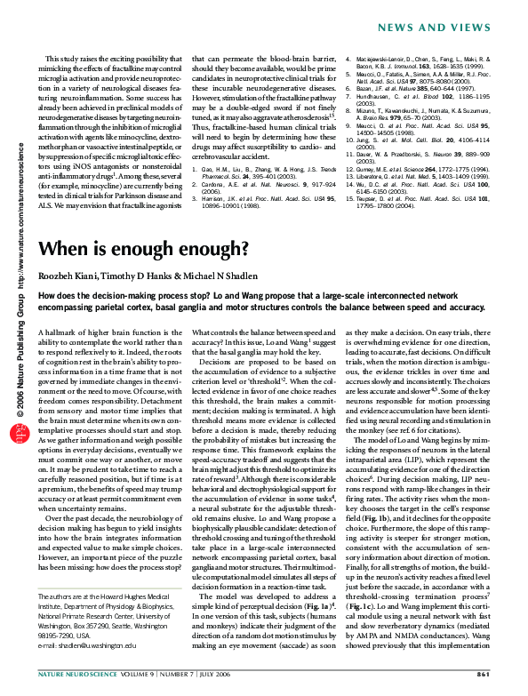 (PDF) When is enough enough?