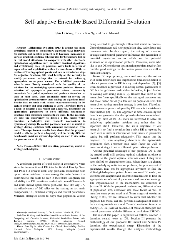 (PDF) Self-adaptive Ensemble Based Differential Evolution