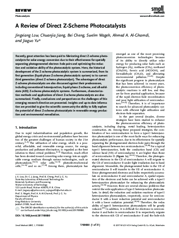 (PDF) A Review of Direct Z‐Scheme Photocatalysts