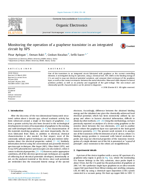 (PDF) Monitoring the operation of a graphene transistor in an ...