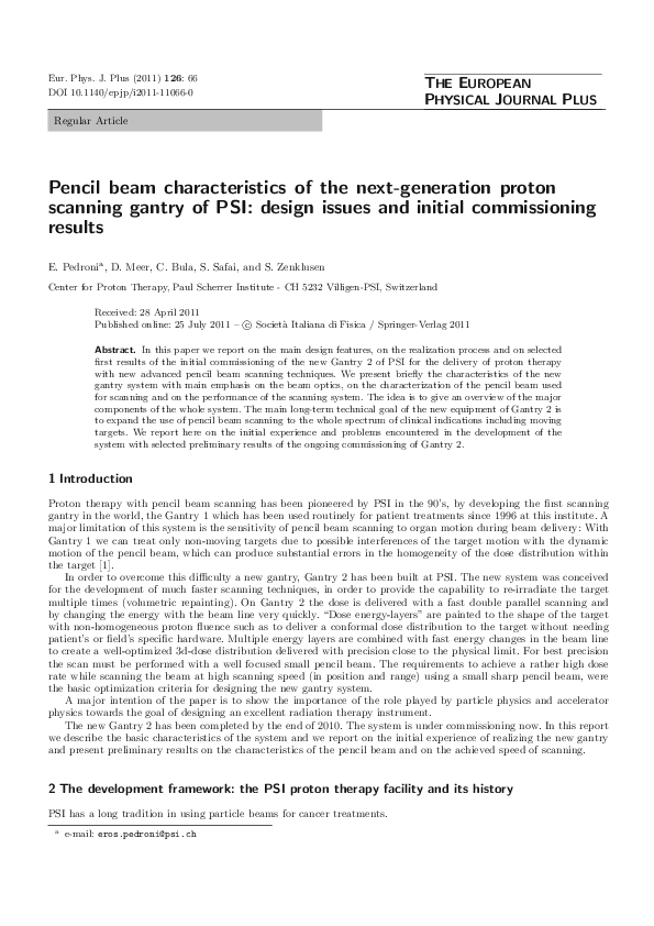 (PDF) Pencil beam characteristics of the next-generation proton ...