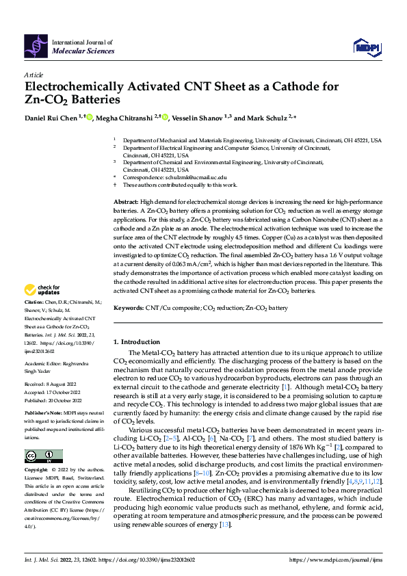 Electrochemically Activated CNT Sheet as a Cathode for Zn-CO2 Batteries