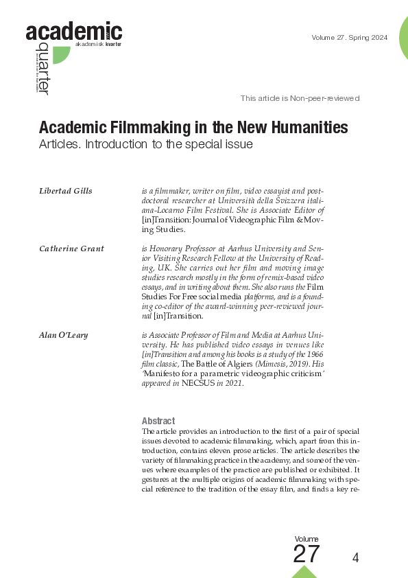 (PDF) Academic Filmmaking in the New Humanities. Articles. Introduction ...