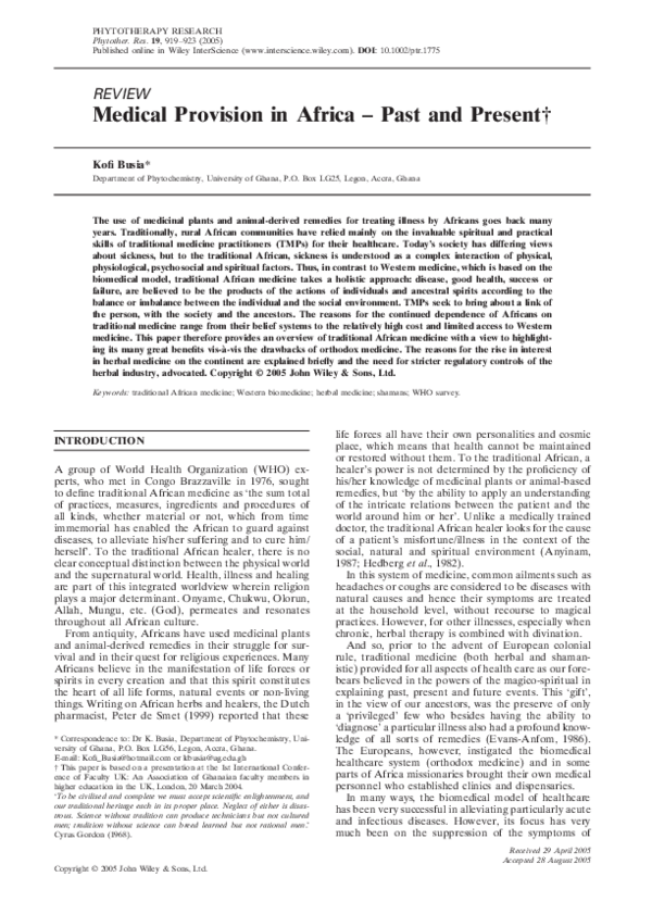 (PDF) Medical provision in africa - past and present