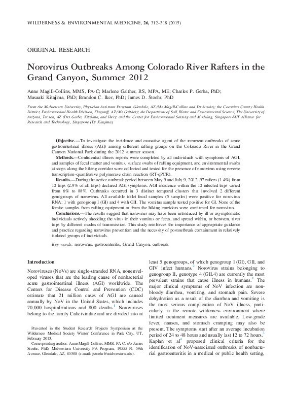 (PDF) Norovirus Outbreaks Among Colorado River Rafters in the Grand ...