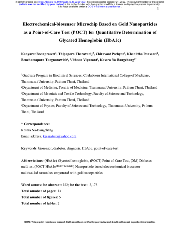 (PDF) Electrochemical-biosensor Microchip Based on Gold Nanoparticles ...