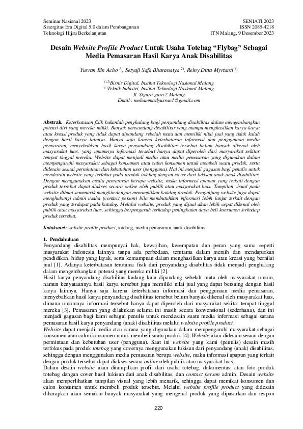 (PDF) Desain Website Profile Product Untuk Usaha Totebag “Flybag” Sebagai Media Pemasaran Hasil ...