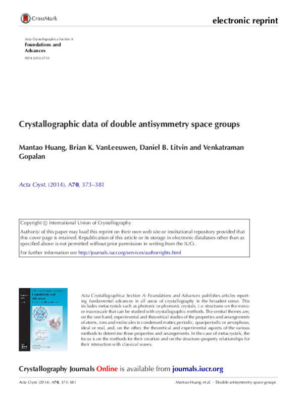 (PDF) Crystallographic data of double antisymmetry space groups ...