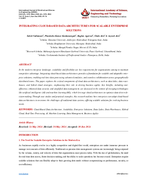 (PDF) INTEGRATING CLOUD-BASED DATA ARCHITECTURES FOR SCALABLE ENTERPRISE SOLUTIONS