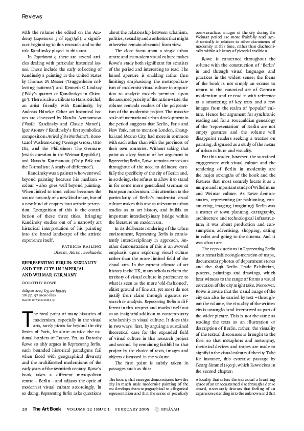 (PDF) Review: Dorothy Rowe, Representing Berlin: Sexuality and the City ...
