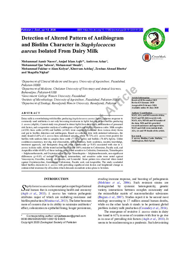 (PDF) Detection of Altered Pattern of Antibiogram and Biofilm Character in Staphylococcus aureus ...