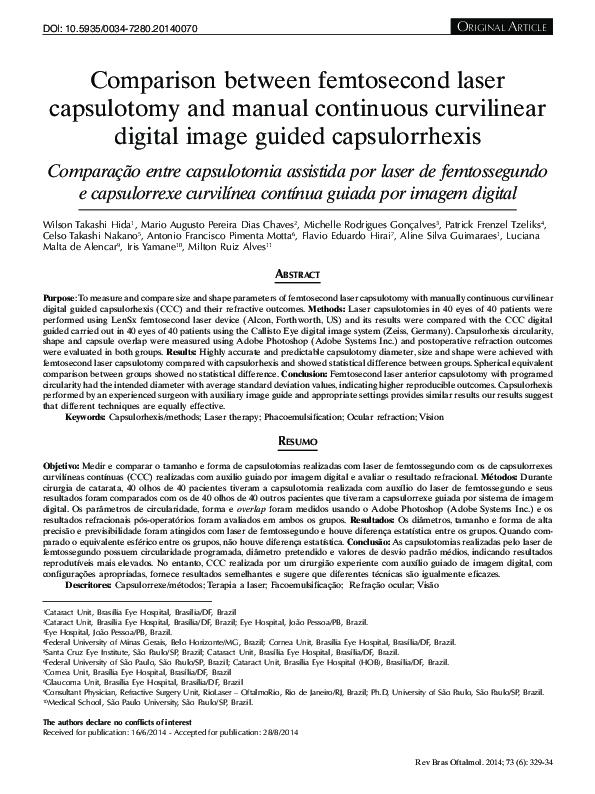 (PDF) Comparison between femtosecond laser capsulotomy and manual ...