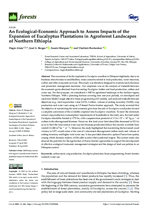 (PDF) An Ecological-Economic Approach to Assess Impacts of the ...