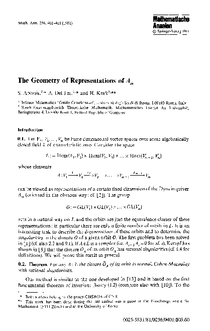 (PDF) The geometry of representations ofA m | Hanspeter Kraft - Academia.edu
