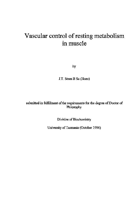 (PDF) Vascular control of resting metabolism in muscle
