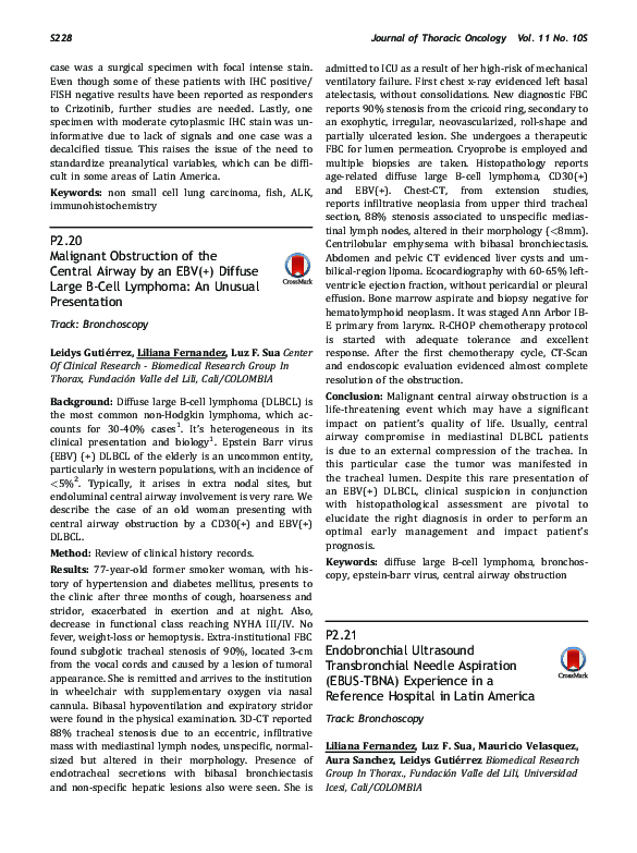 (PDF) P2.21: Endobronchial Ultrasound Transbronchial Needle Aspiration ...
