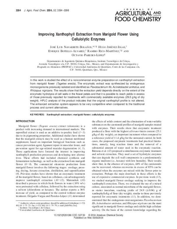 (PDF) Improving Xanthophyll Extraction from Marigold Flower Using ...