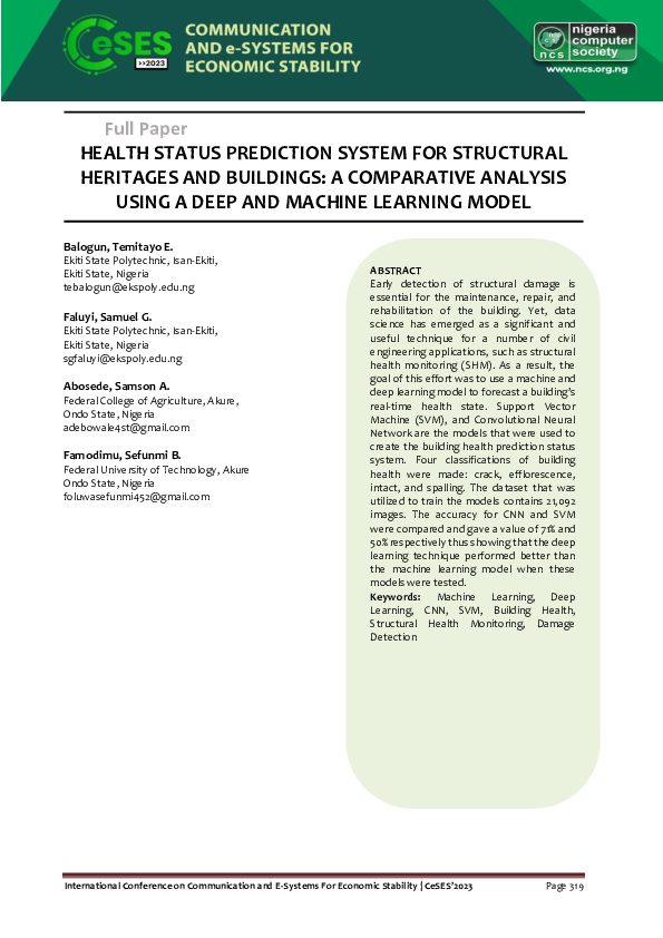 (PDF) HEALTH STATUS PREDICTION SYSTEM FOR STRUCTURAL HERITAGES AND ...