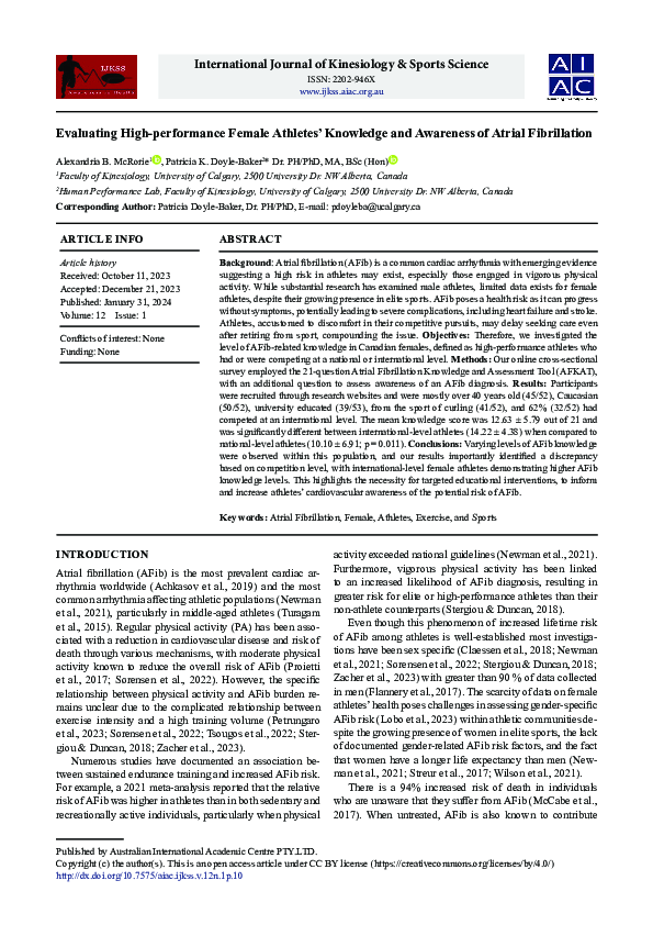 (PDF) Evaluating High-performance Female Athletes’ Knowledge and ...