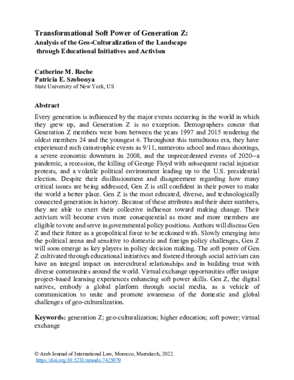 (PDF) Transformational Soft Power of Generation Z: Analysis of the Geo ...