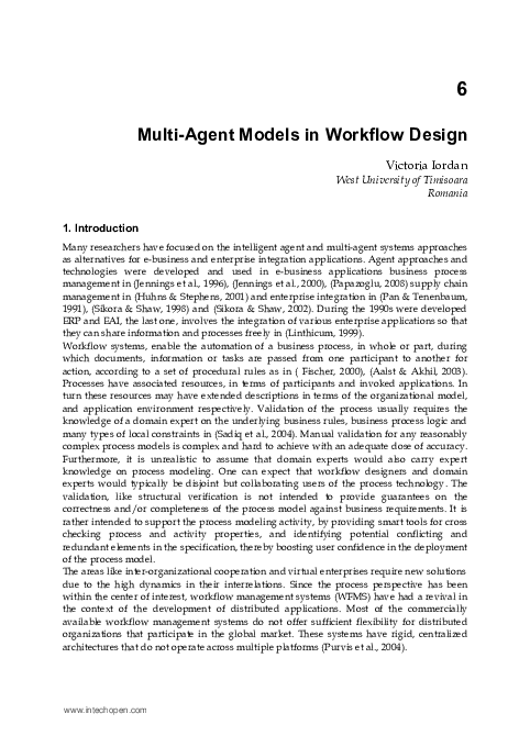 (PDF) Multi-agent models in workflow design