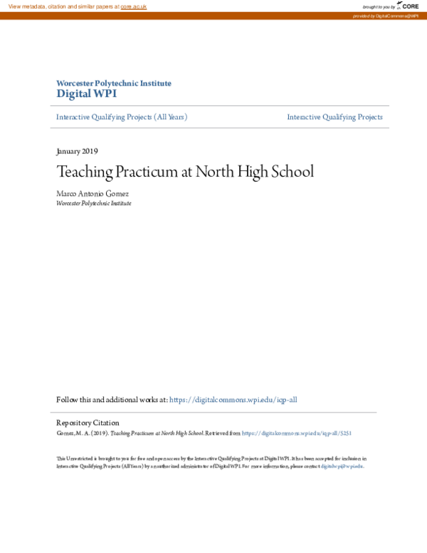 (PDF) Teaching Practicum at North High School