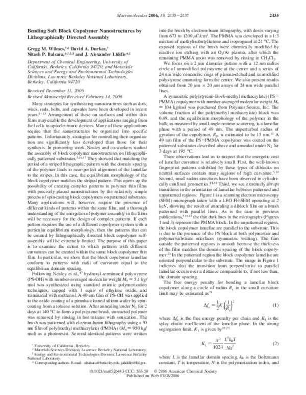 (PDF) Bending Soft Block Copolymer Nanostructures by Lithographically ...