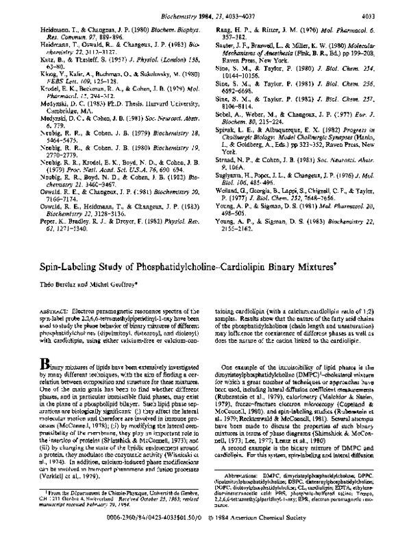 (PDF) Spin-labeling study of phosphatidylcholine-cardiolipin binary mixtures | Théo Berclaz ...