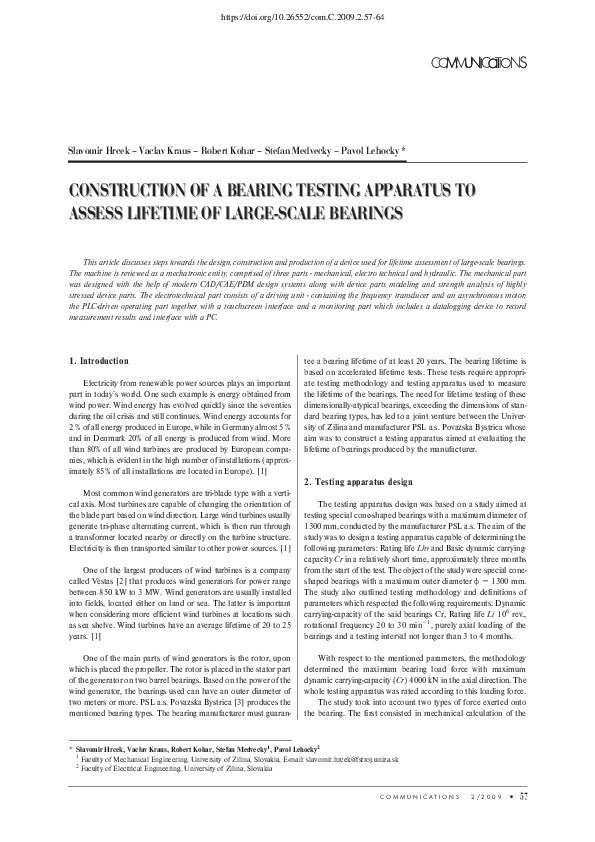 (PDF) Construction of a Bearing Testing Apparatus to Assess Lifetime of ...