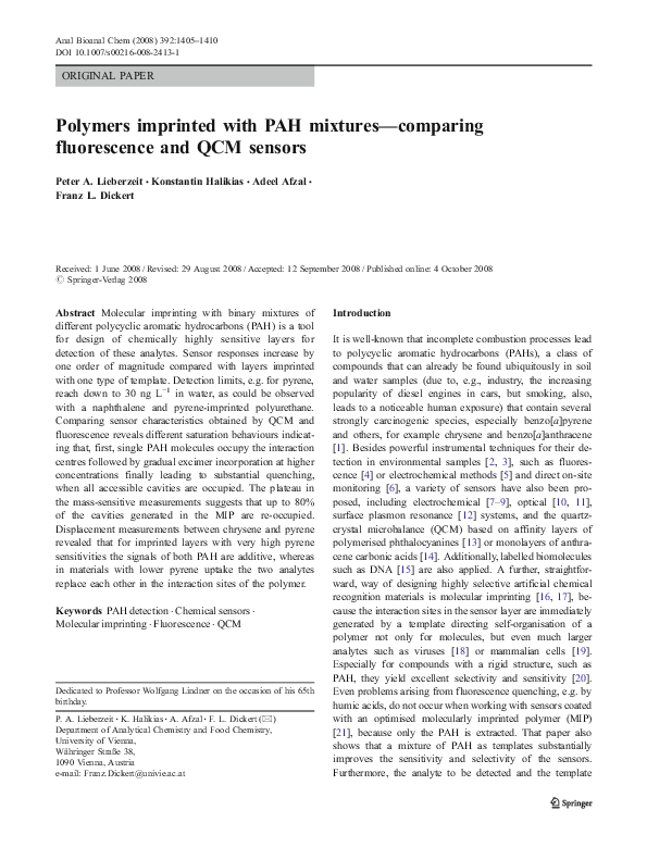 (PDF) Polymers imprinted with PAH mixtures—comparing fluorescence and ...