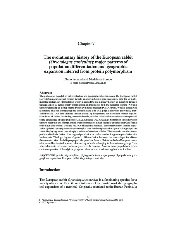 (PDF) The evolutionary history of the European rabbit (Oryctolagus ...