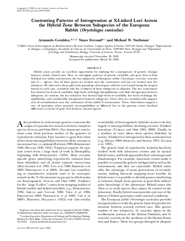 (PDF) Contrasting Patterns of Introgression at X-Linked Loci Across the ...