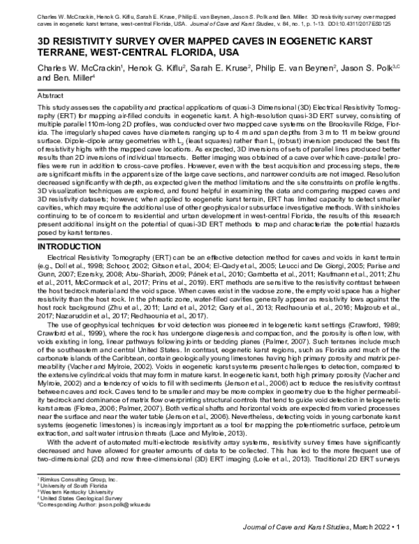 (PDF) 3D resistivity survey over mapped caves in eogenetic karst ...
