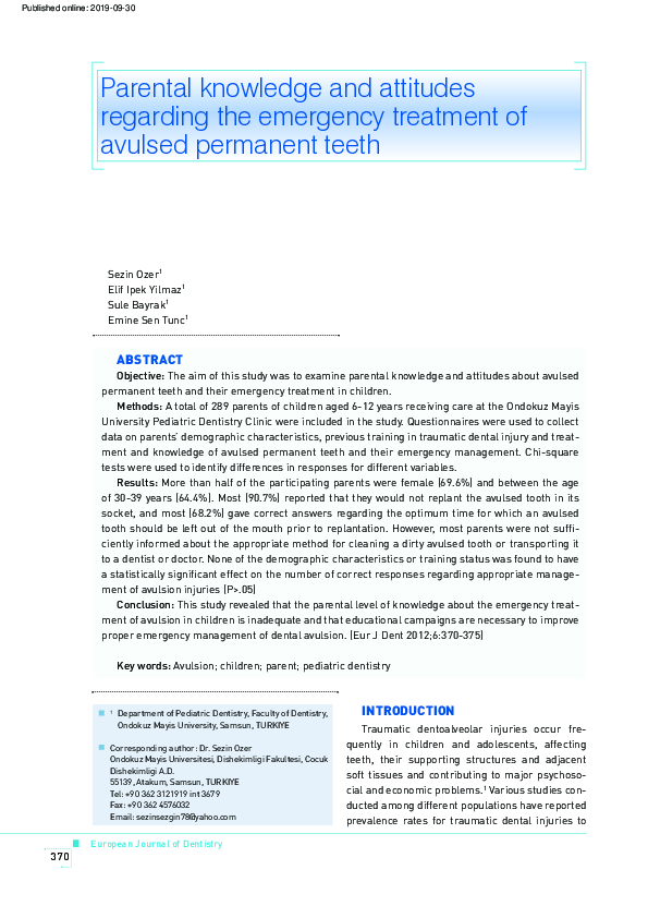 (PDF) Parental knowledge and attitudes regarding the emergency ...