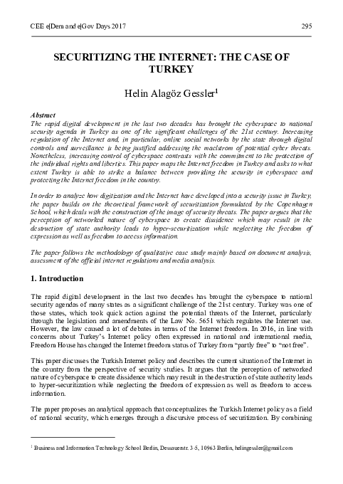 (PDF) Securitizing the Internet: The case of Turkey