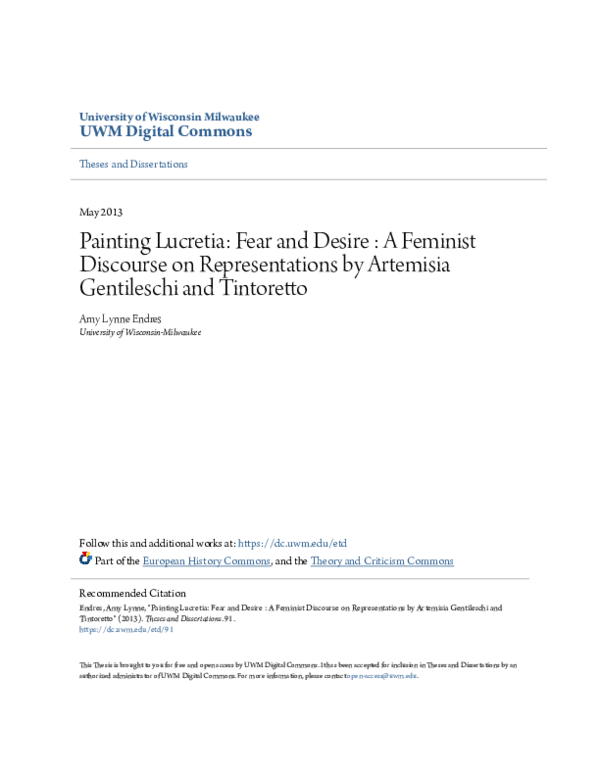 (PDF) Painting Lucretia: Fear and desire a feminist discourse on ...