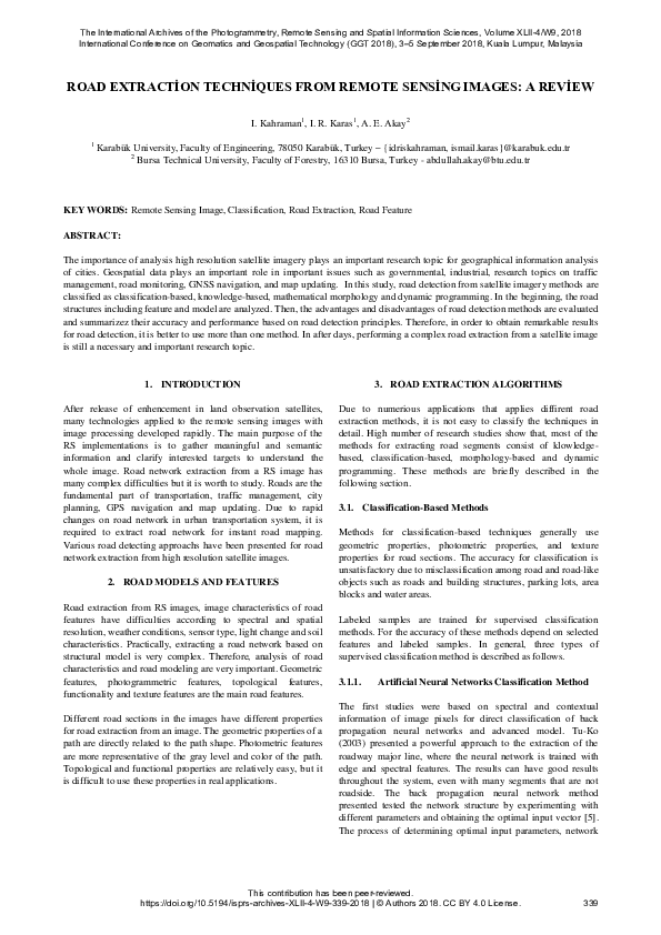 (PDF) Road Extraction Techniques from Remote Sensing Images: A Review